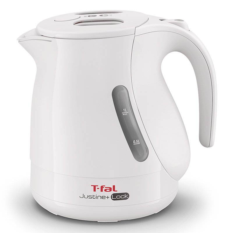 ティファール T-fal 電気ケトル kettle ジャスティン プラス ロック ホワイト/ブラック 1.0L KO4421JP KO4428JP / 湯沸かしポット 湯沸かし器 転倒お湯もれ ...